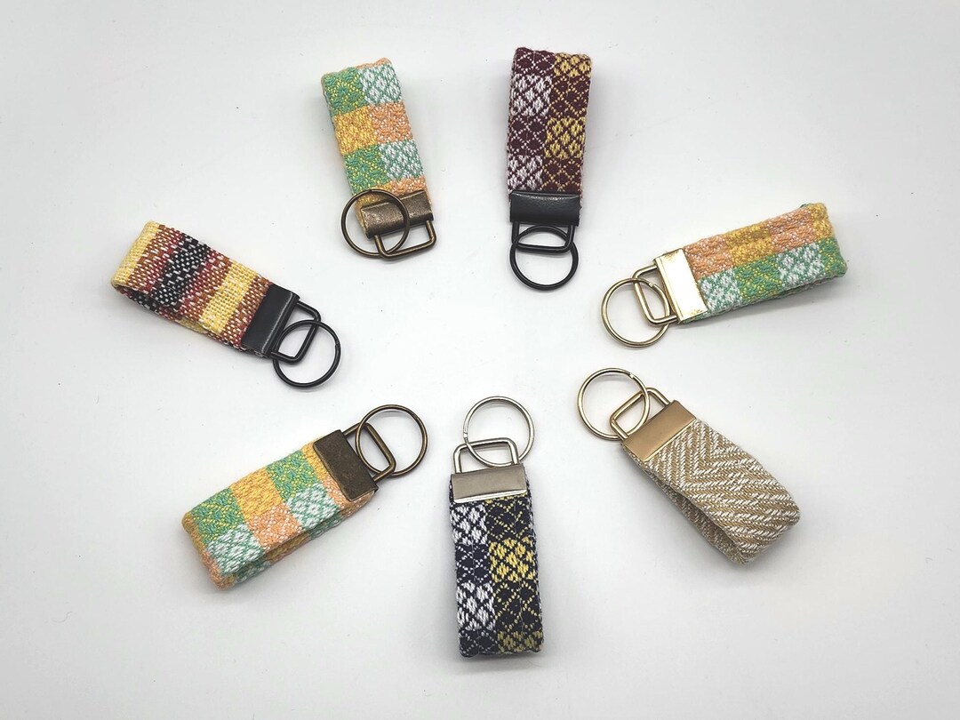 Handwoven Fabric Key Fob: Bright Fabrics and Metal Hardware - Etsy