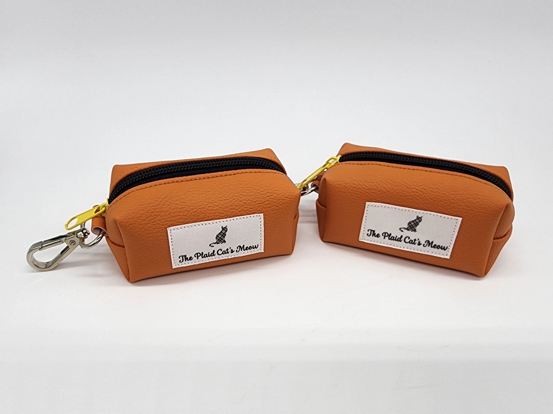 Itty Bitty Boxy Pouches. Orange Vinyl With Black Zipper and Yellow ...