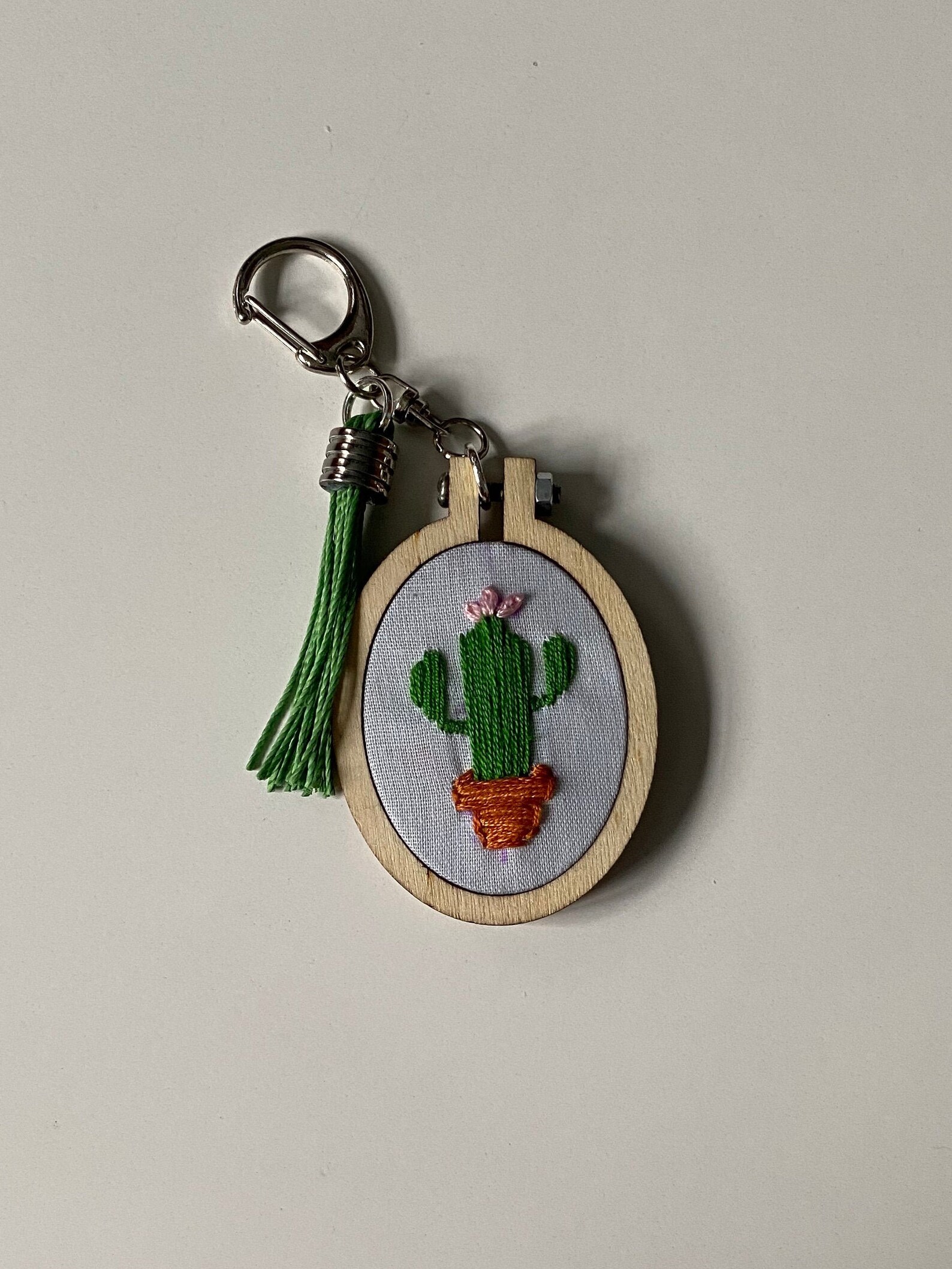 Embroidered Cactus Keychain - Etsy