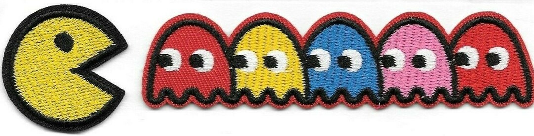 Pac Man & Ghost Embroidered Patch Set: Iron-on Applique 2 Sets! - Etsy