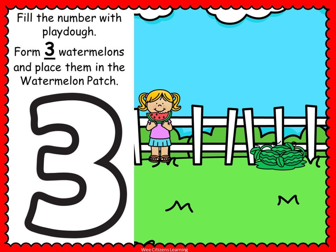 Watermelon Patch Playdough Counting Cards 1 Through 10 - Etsy