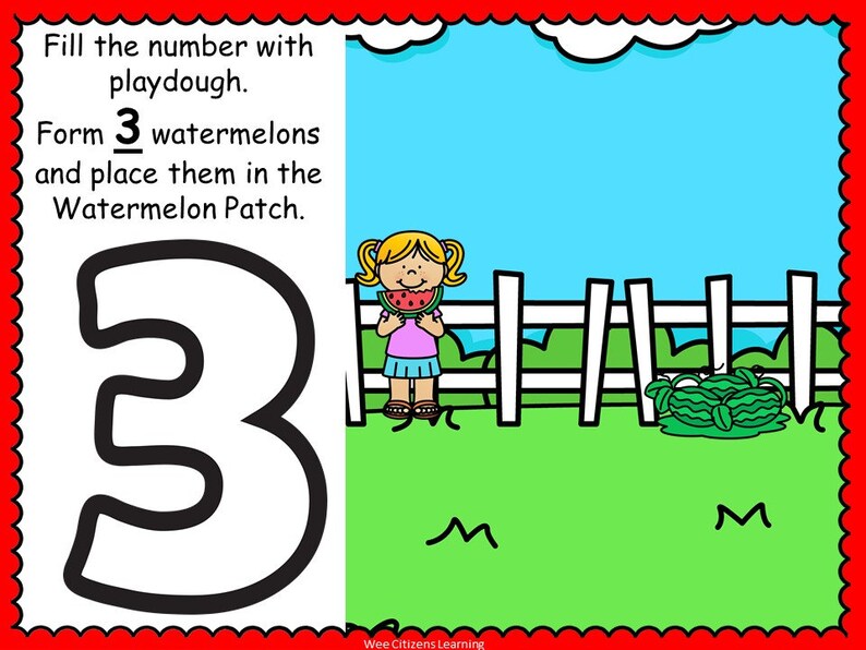 Watermelon Patch Playdough Counting Cards - 1 Through 10 - Etsy