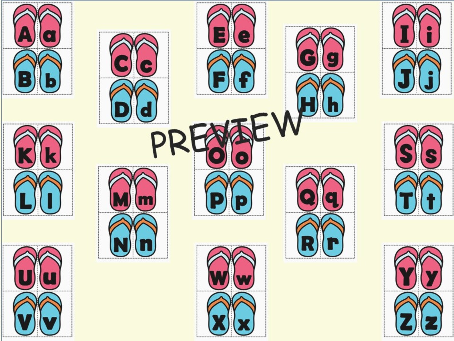 Sandals Alphabet Matching Cards - Etsy