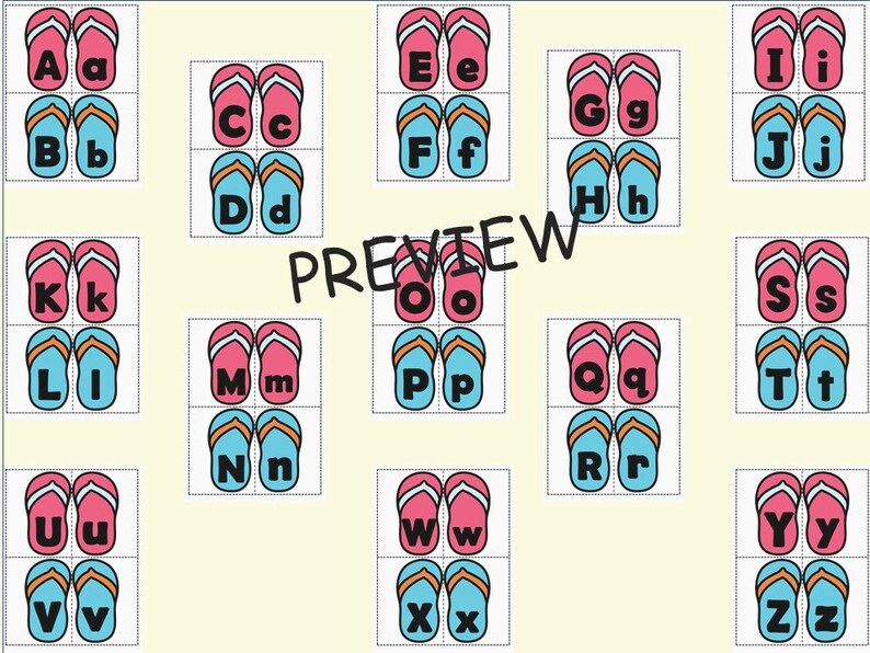 Sandals Alphabet Matching Cards - Etsy