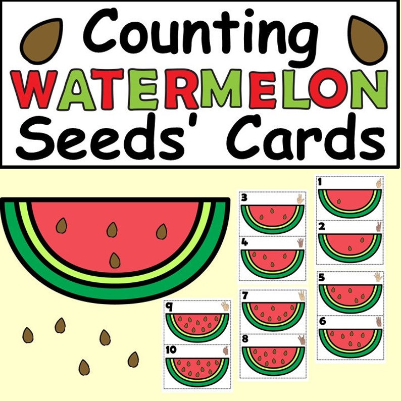 Counting Watermelon Seeds' Cards - 1 Through 10 - Etsy