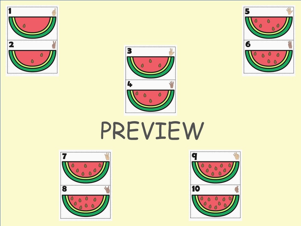 Counting Watermelon Seeds' Cards - 1 Through 10 - Etsy