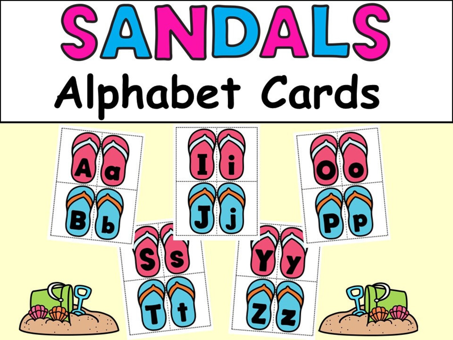 Sandals Alphabet Matching Cards - Etsy