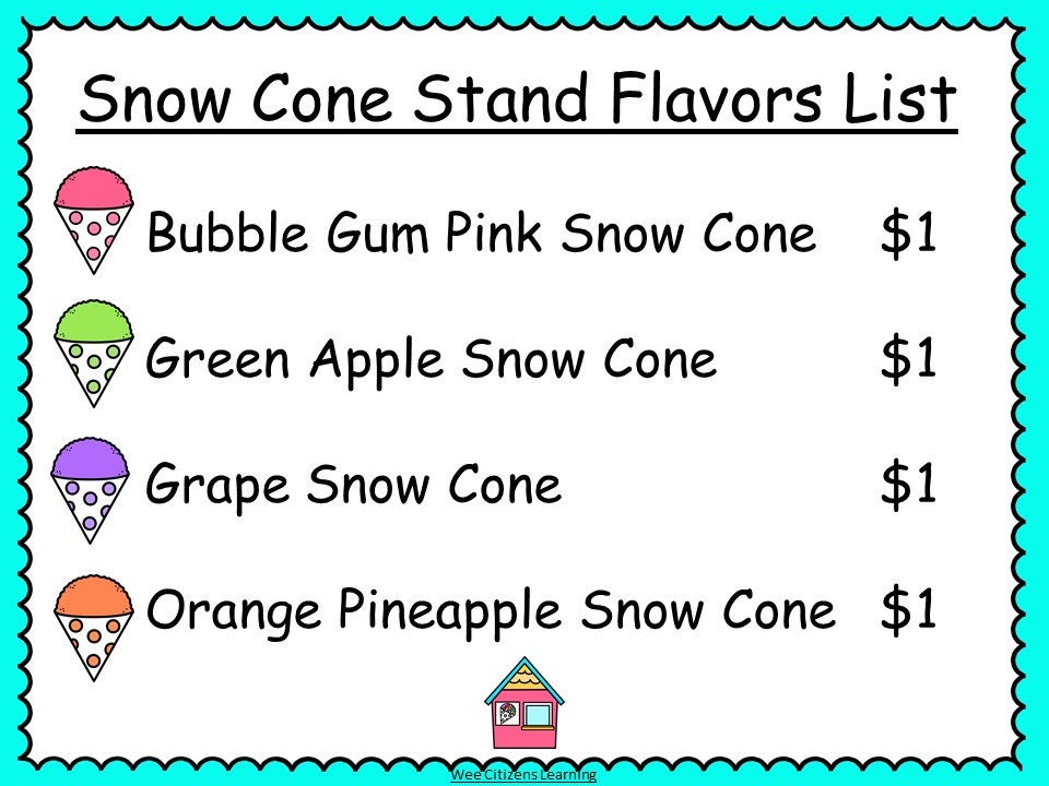SUMMER STAND Dramatic Play - Ice Cream Shop, Lemonade Stand, and Snow ...