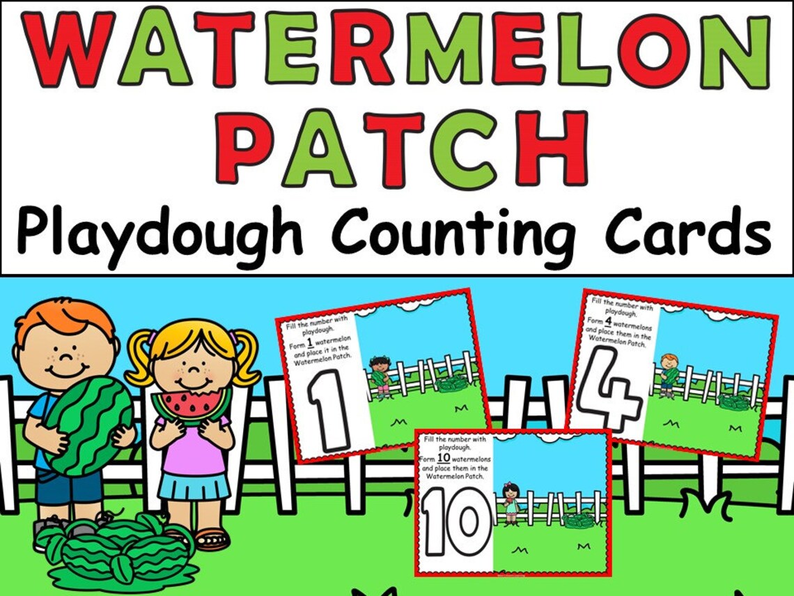 Watermelon Patch Playdough Counting Cards 1 Through 10 - Etsy
