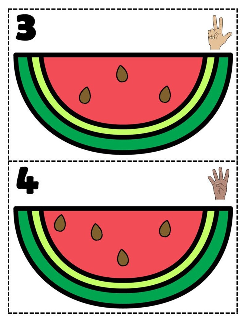 Counting Watermelon Seeds' Cards - 1 Through 10 - Etsy