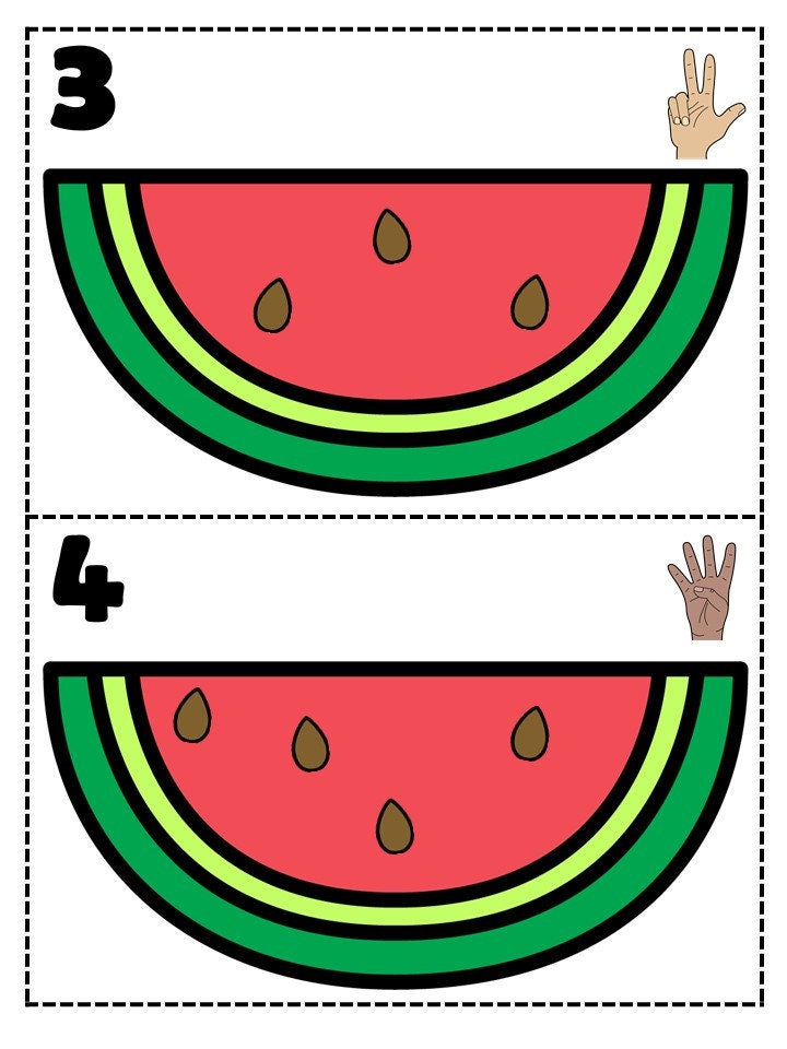 Counting Watermelon Seeds' Cards - 1 Through 10 - Etsy