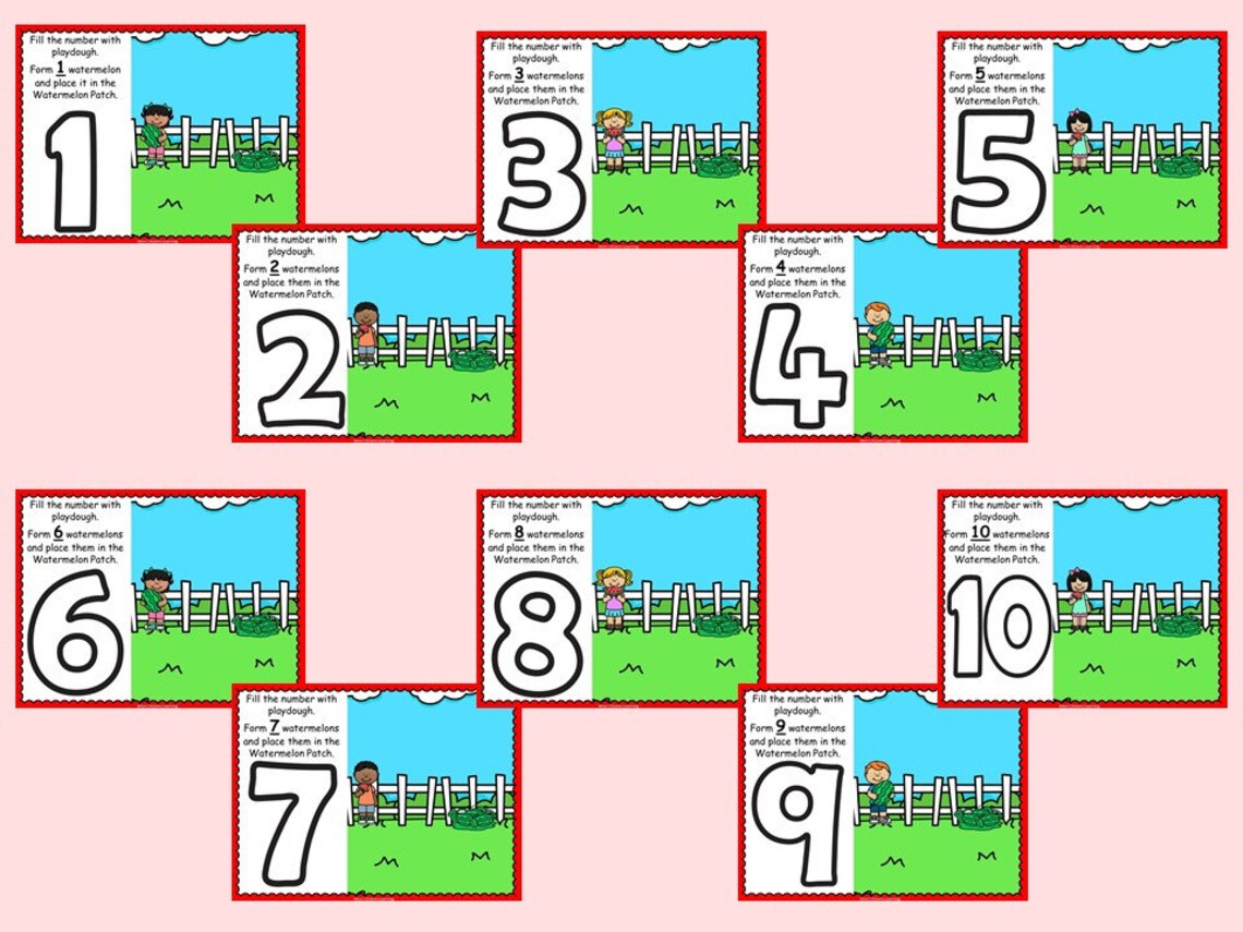 Watermelon Patch Playdough Counting Cards - 1 Through 10 - Etsy
