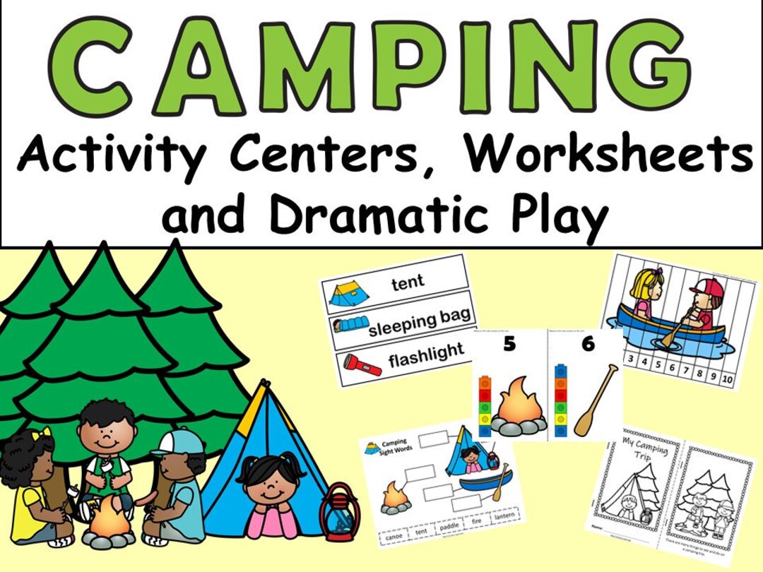 CAMPING PRE-K Activity Centers, Worksheets, and Dramatic Play - 97 ...