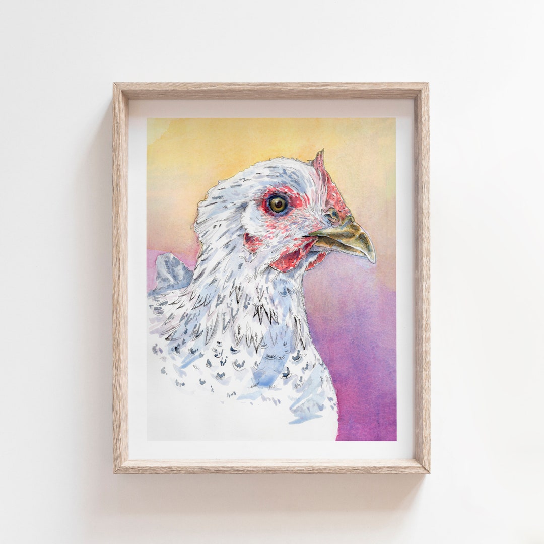 Hen Watercolour Print, Hen Art Print, Chicken Art, Painting Print ...
