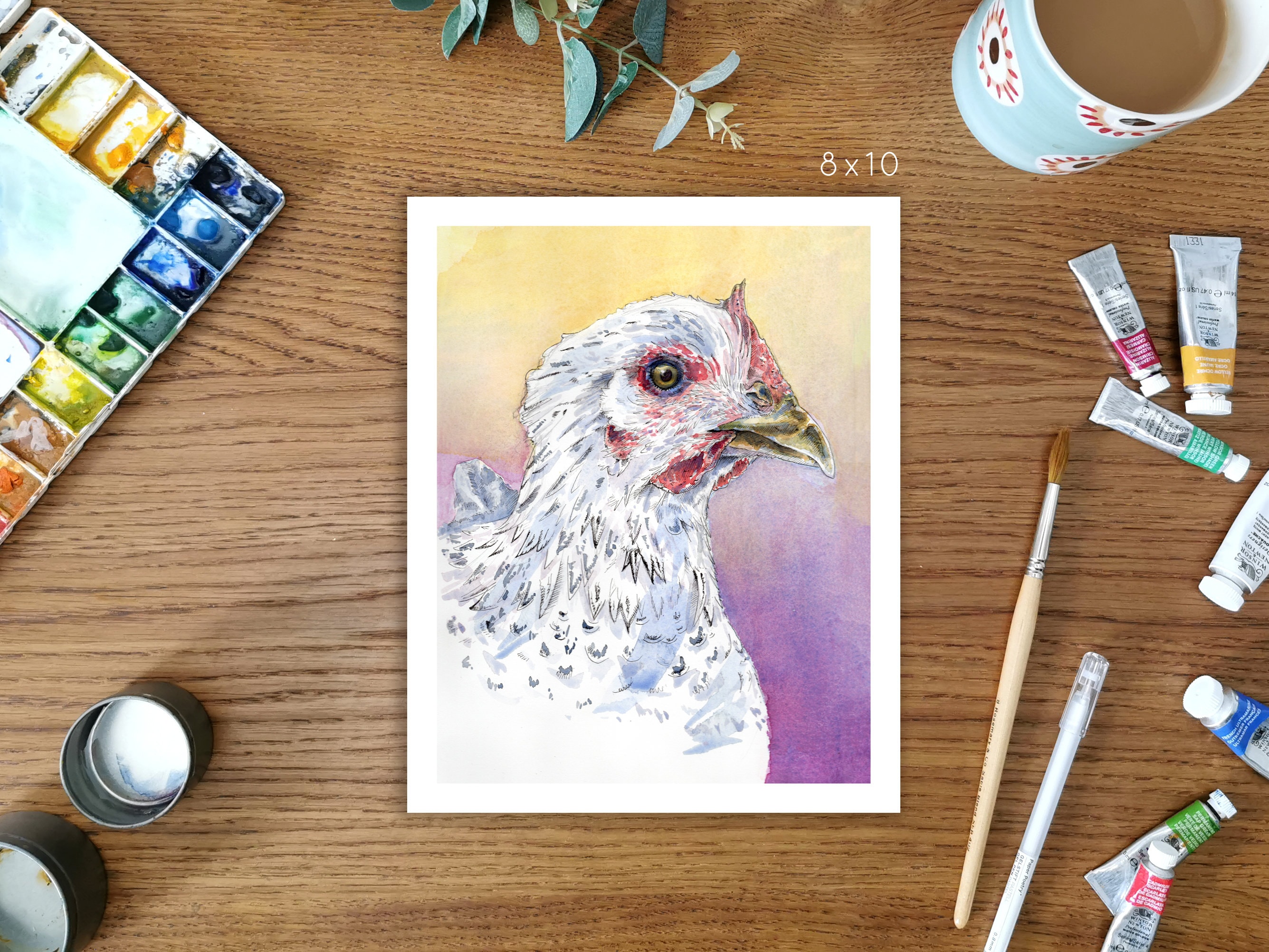 Hen Watercolour Print, Hen Art Print, Chicken Art, Painting Print ...