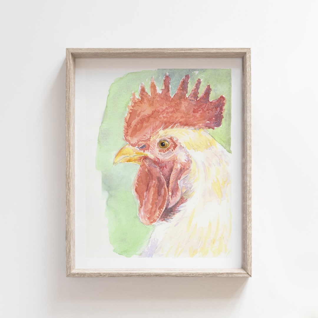 Cockerel Watercolour Print, Cockerel Art Print, Watercolour Art ...
