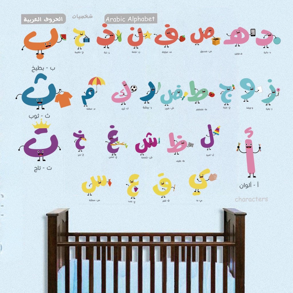 Arabic Alphabet Wall Sticker Children Islamic Nursery Room Decor Quran ...