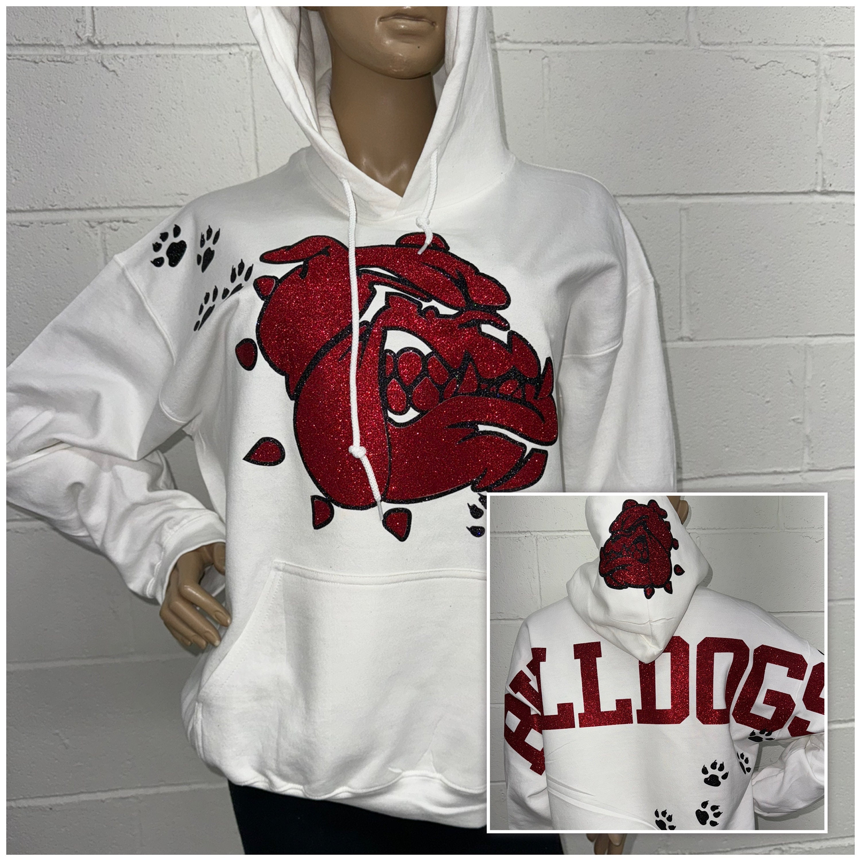 Bulldogs Glam Hoody Sweatshirt | Custom Bulldogs Glitter Hoodie ...