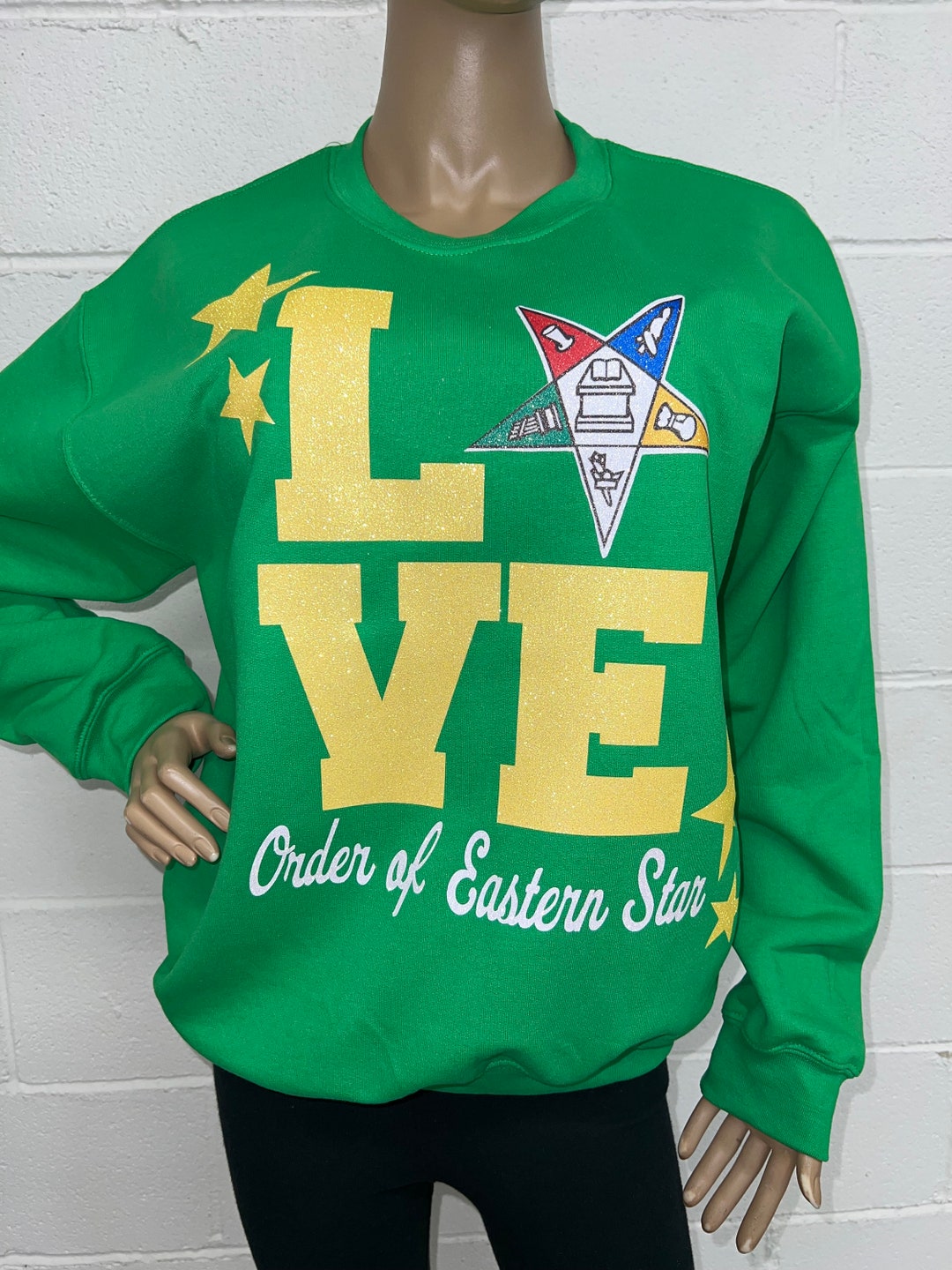 OES Green Love Stacked Crew Neck Sweatshirt - Etsy