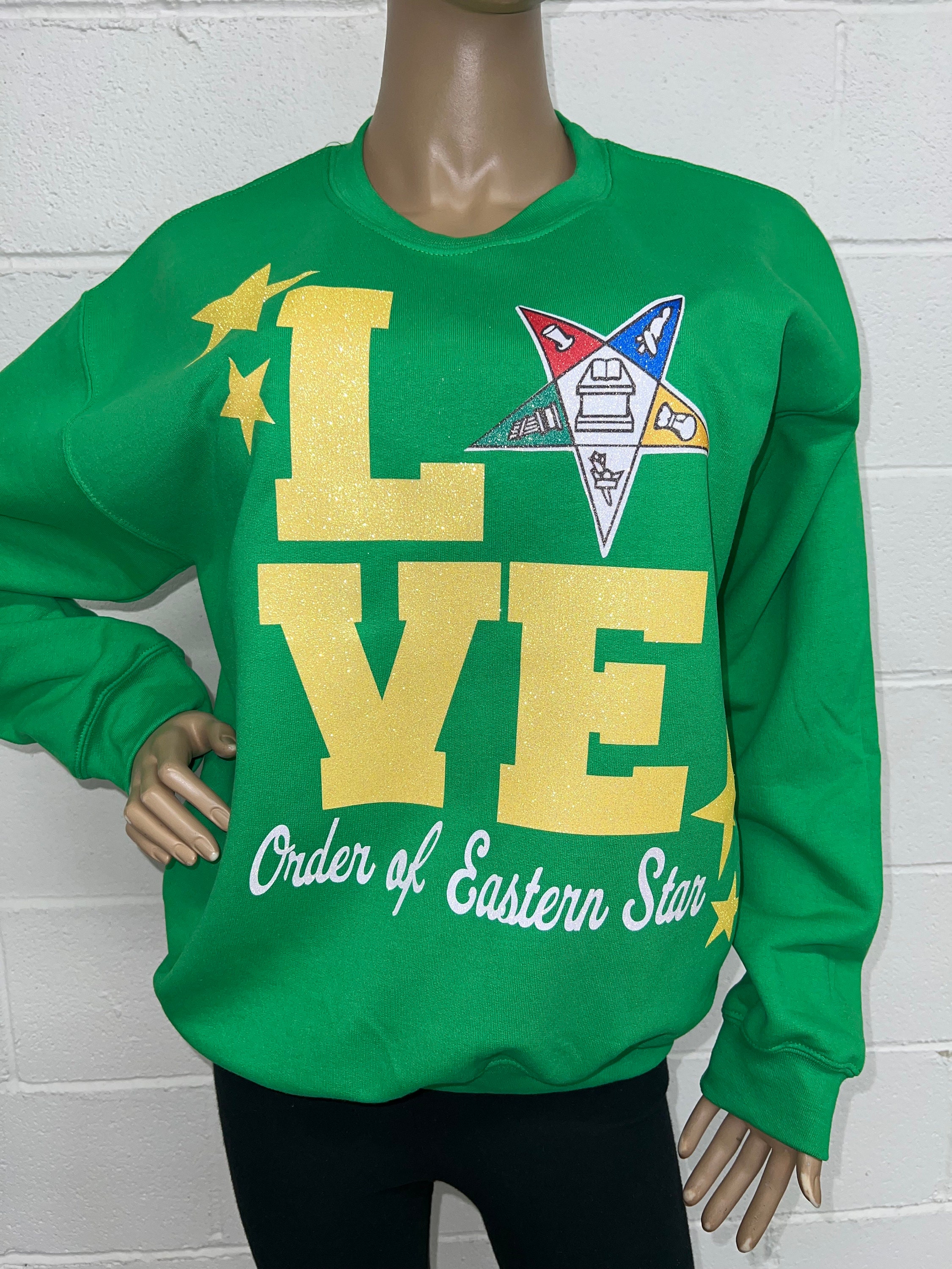 OES Green Love Stacked Crew Neck Sweatshirt | Order of Eastern Star ...