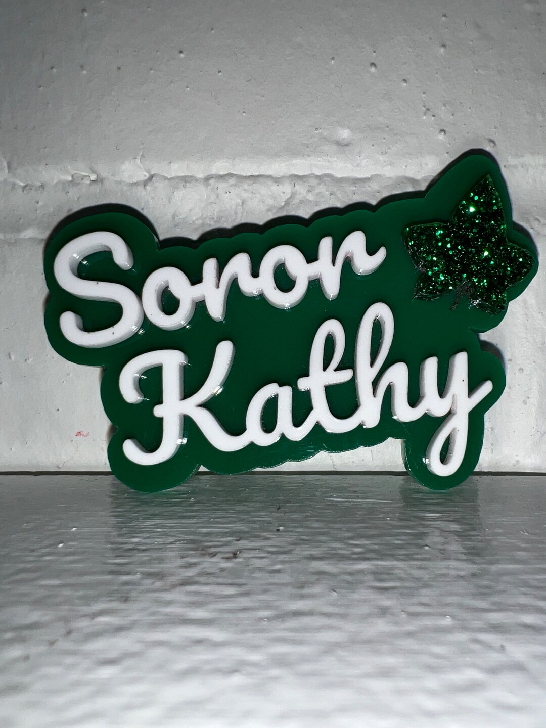 Green Glam Name Pin | Name Badge | Lapel Pin | Name Pin | Sorority Pin ...