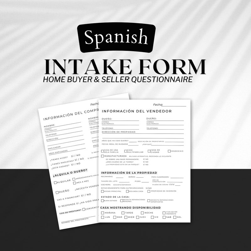 Spanish Intake Forms - Etsy