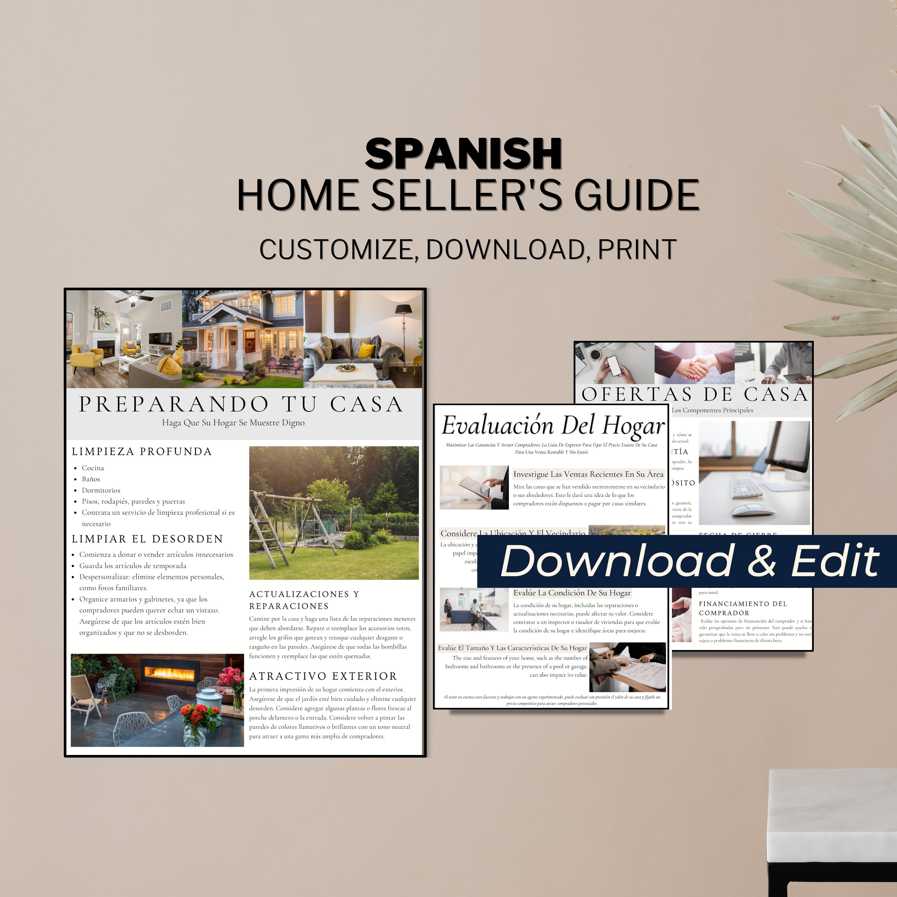 Real Estate Marketing | Editable Spanish Home Seller's Guide Template ...