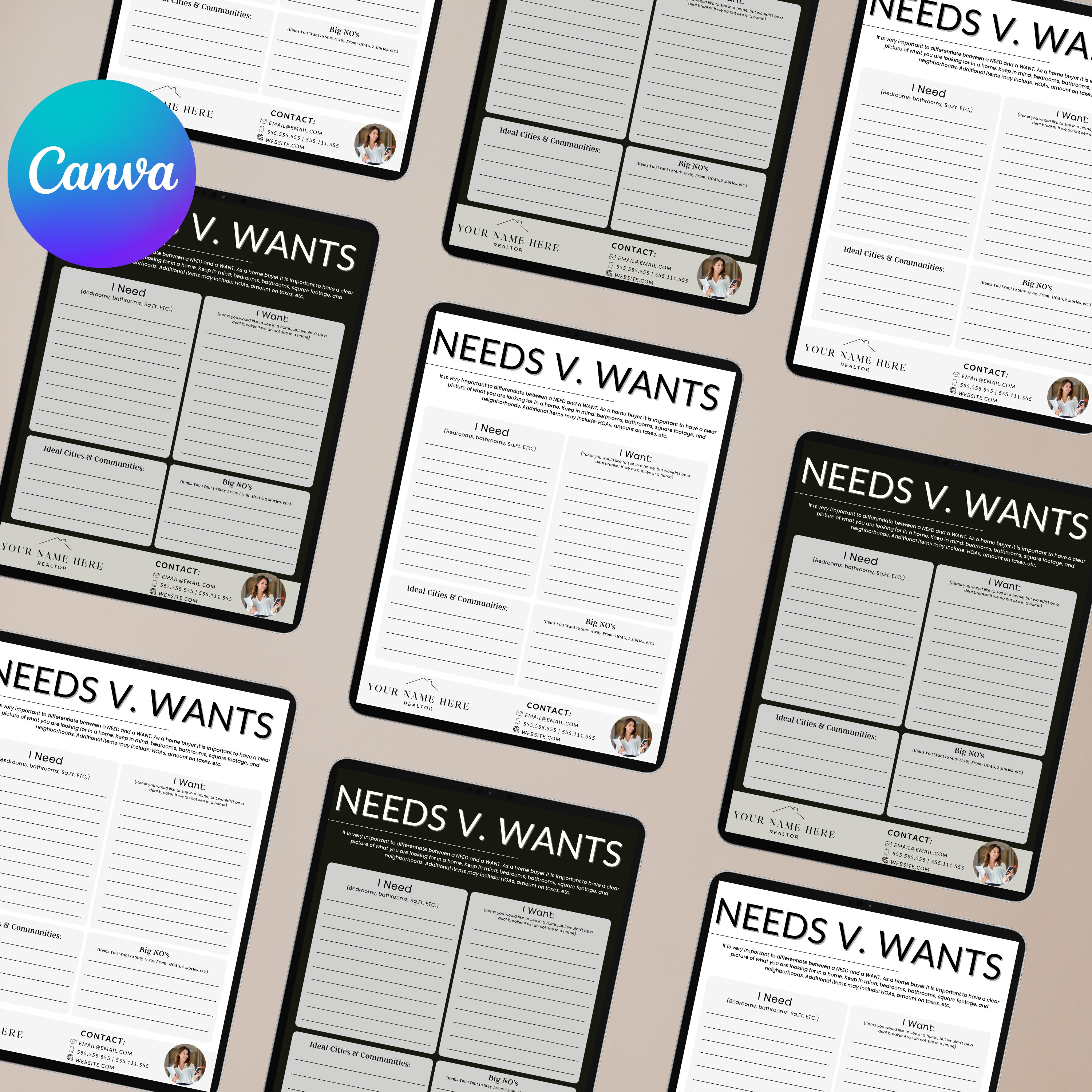 Home Buyer Needs Vs Wants Form: Real Estate Marketing (canva Template ...