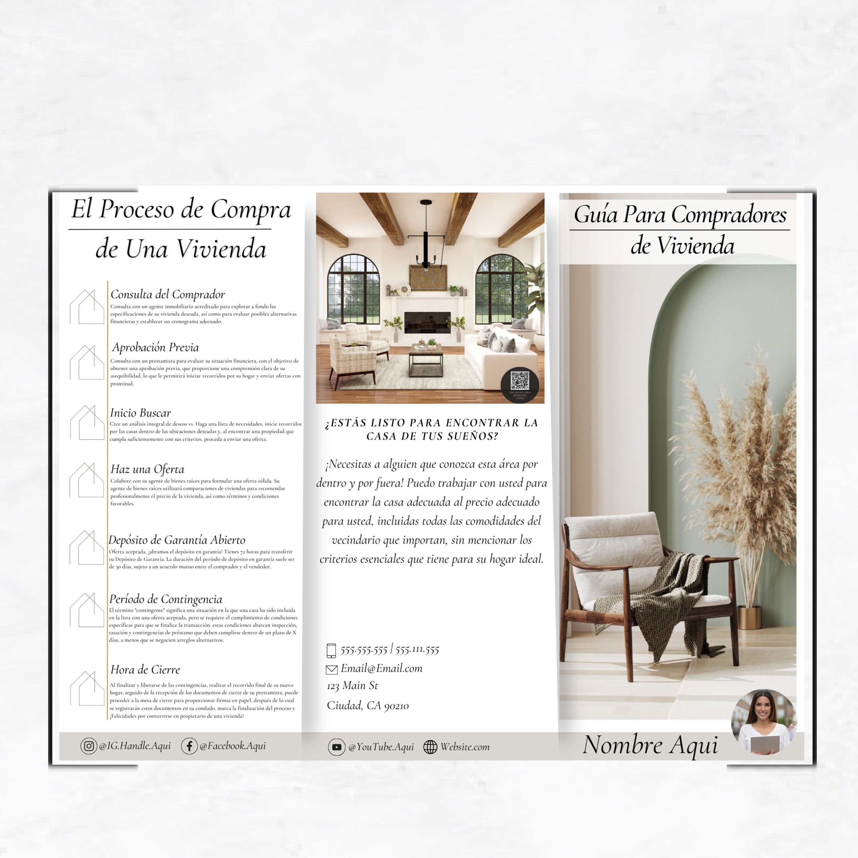 SPANISH Home Buyer's Guide Trifold Brochure Canva Template Bilingual ...