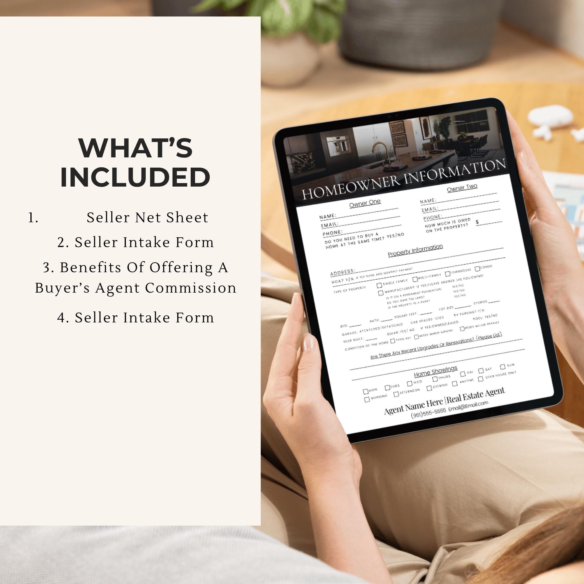 Real Estate Seller Template Bundle: Client Intake, Net Sheet (canva ...