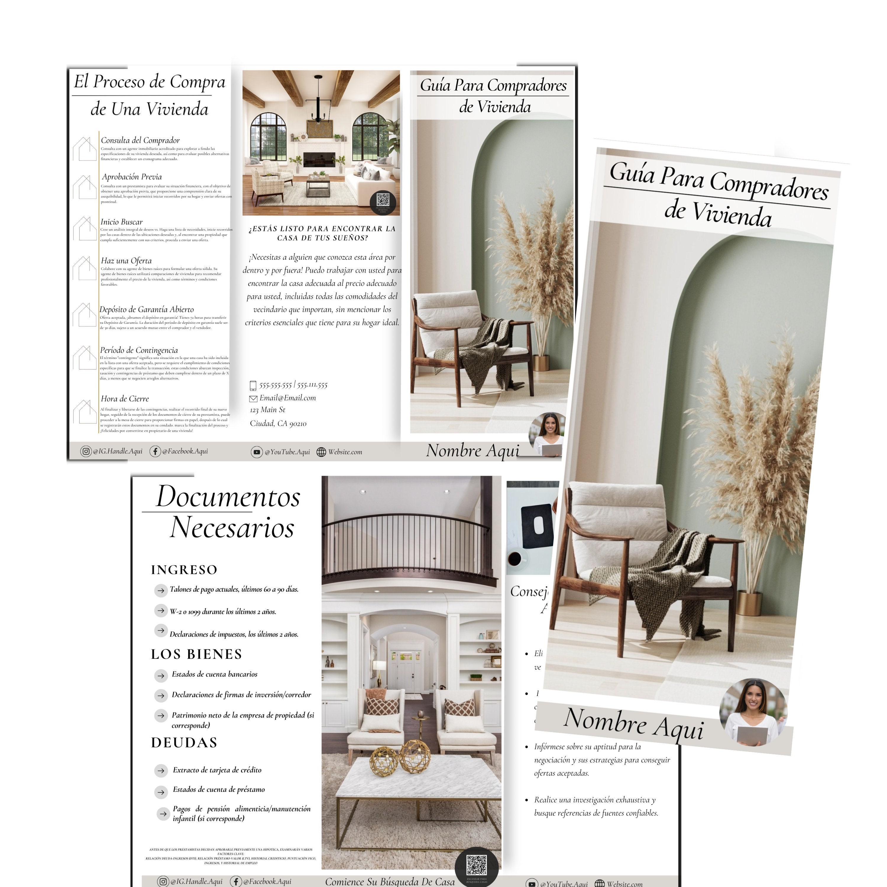 SPANISH Home Buyer's Guide Trifold Brochure Canva Template Bilingual ...