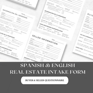Spanish and English Real Estate Client Intake Form Bundle Home Buyer ...