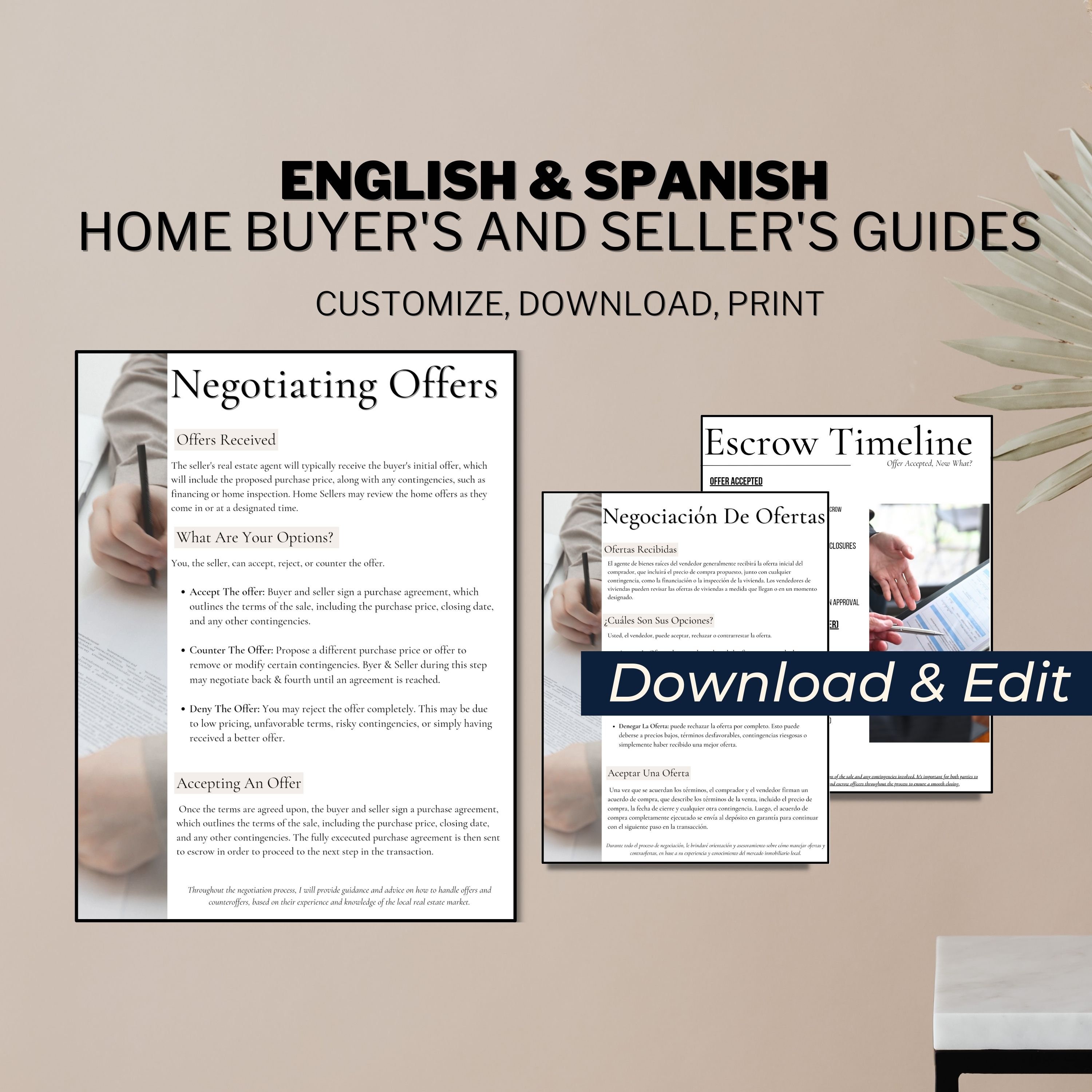 SPANISH AND ENGLISH Buyer and Seller Guides Canva Template Spanish Real ...