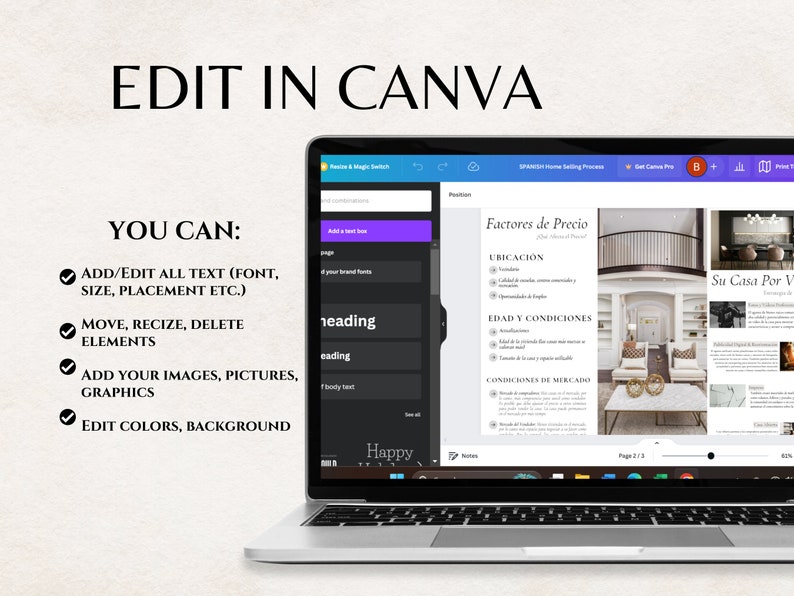 Spanish Home Buyer's & Seller's Guide Trifold Brochure Canva Template ...