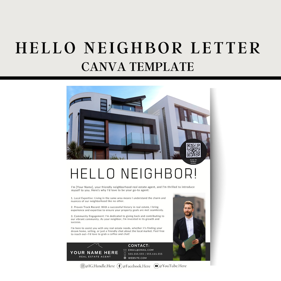 Real Estate Letter Flyer Neighborhood Farming Canva Template, Realtor ...