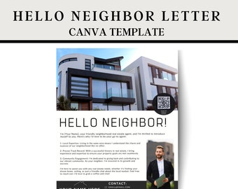 Real Estate Hello Neighbor Letter: Realtor Marketing Canva Template - Etsy