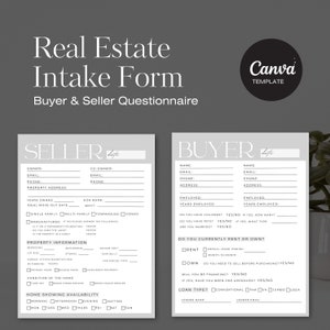 Real Estate Client Intake Form Buyer and Seller Questionnaire Home ...