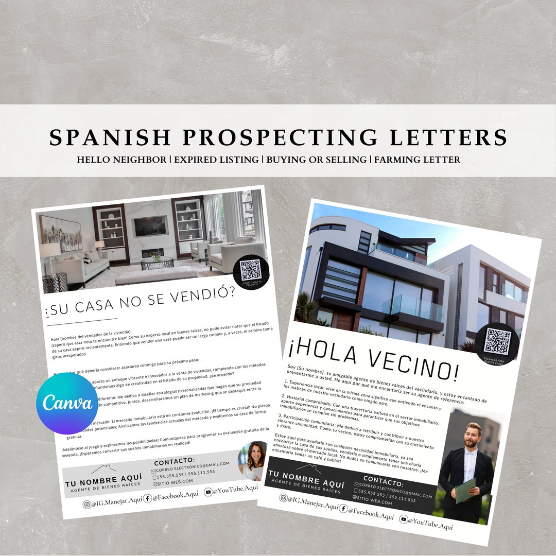 Spanish Real Estate Prospecting Letter Templates: Hello Neighbor ...