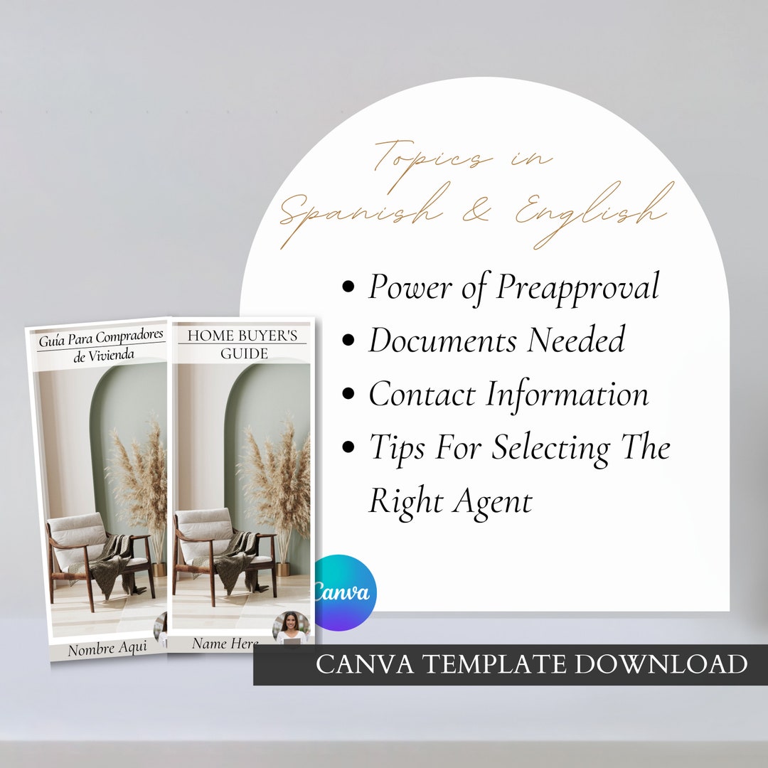 Bilingual Home Buyer's Guide Trifold Brochure: Real Estate Canva ...