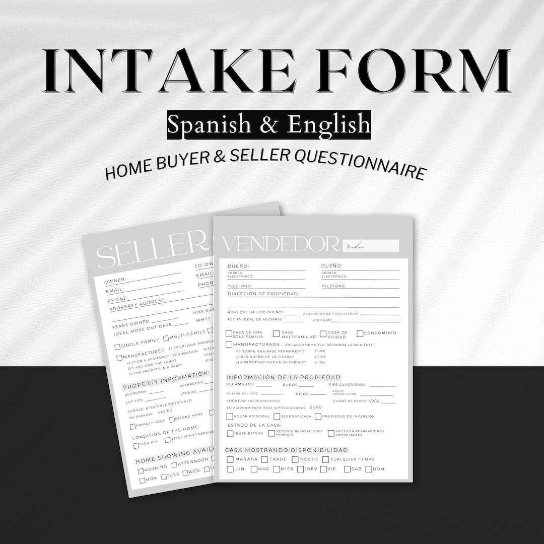 Real Estate Client Intake Form Bundle: Spanish & English (PDF) - Etsy