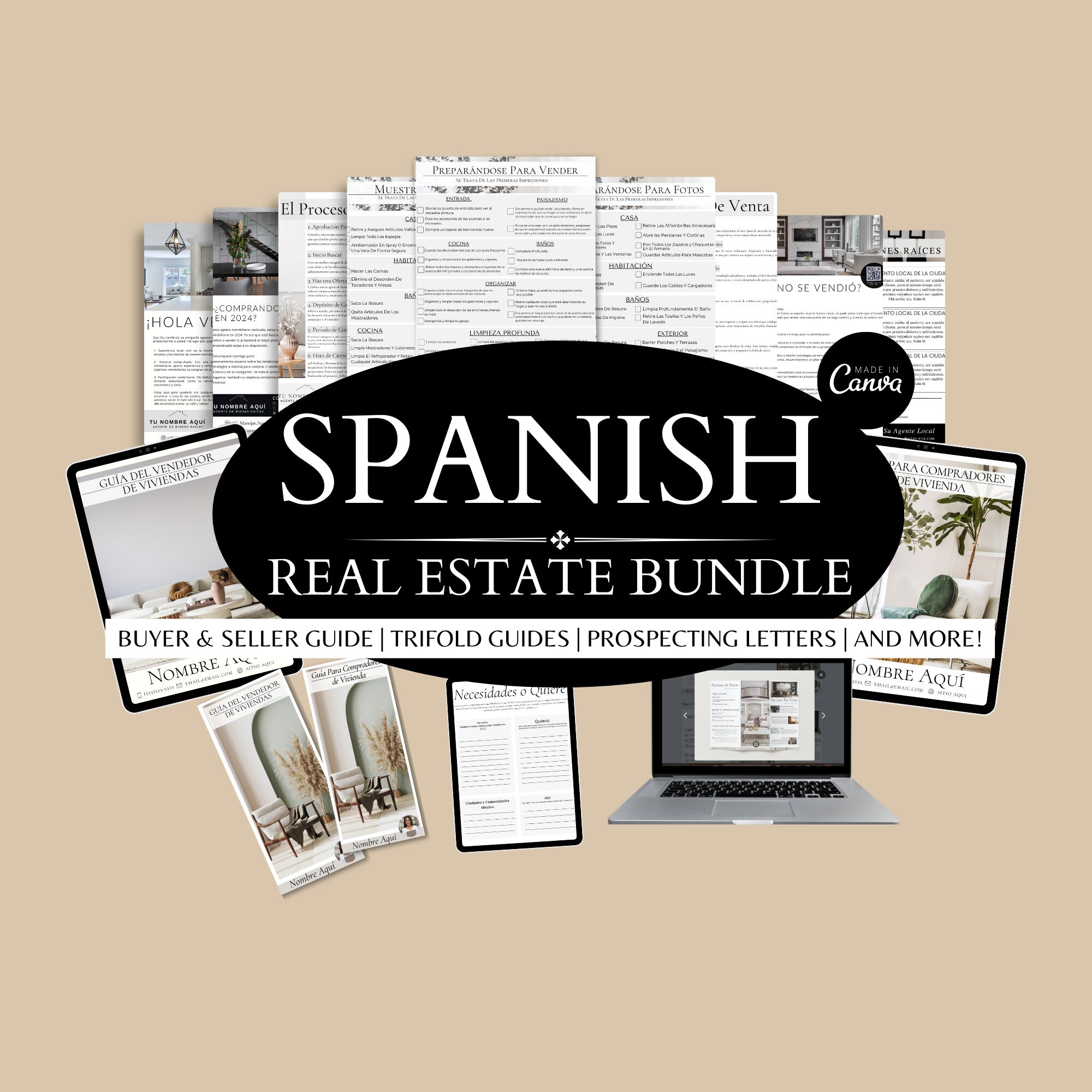 Spanish Real Estate Template Bundle: Buyer & Seller Guides (canva) - Etsy