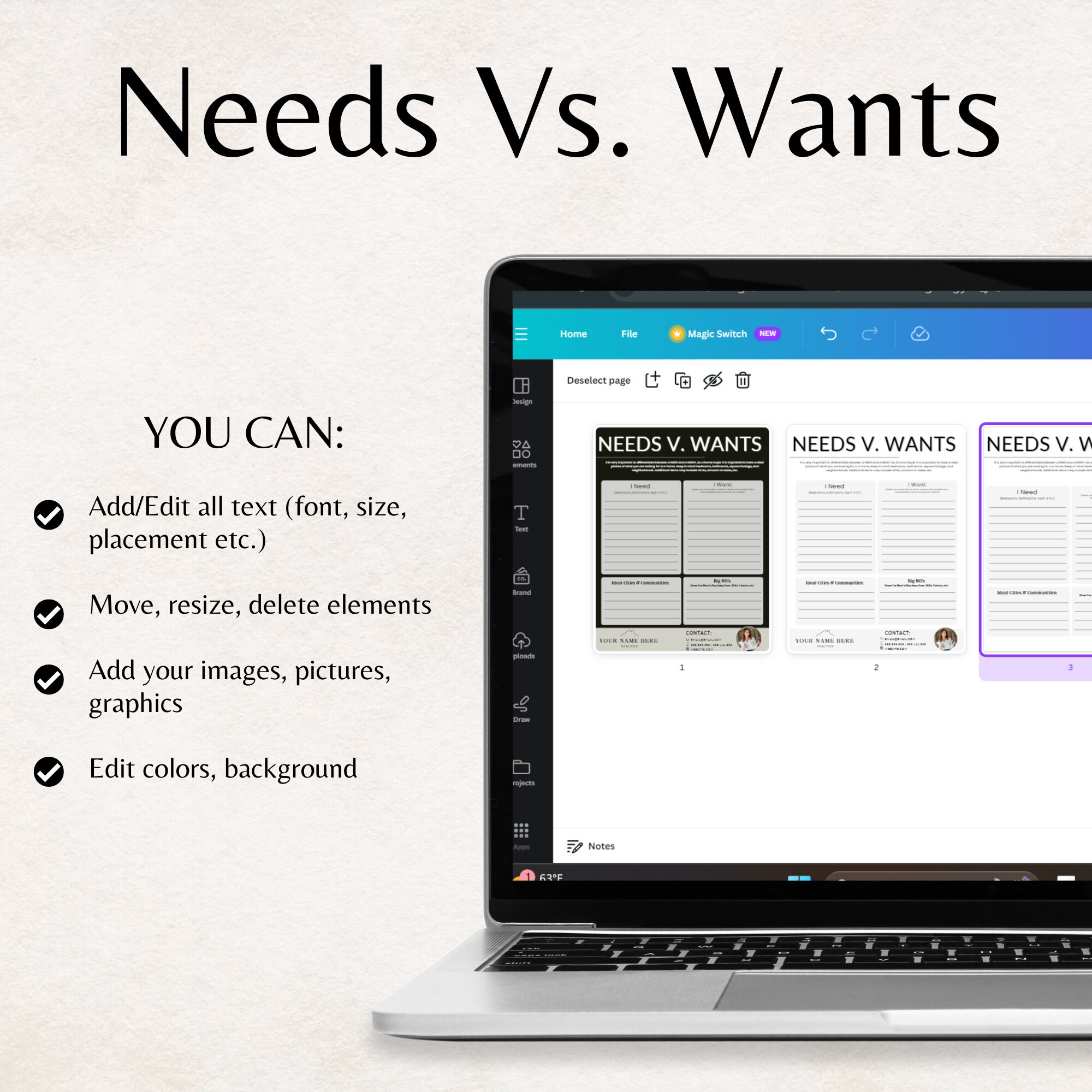 Home Buyer Needs Vs Wants Form: Real Estate Marketing (canva Template ...