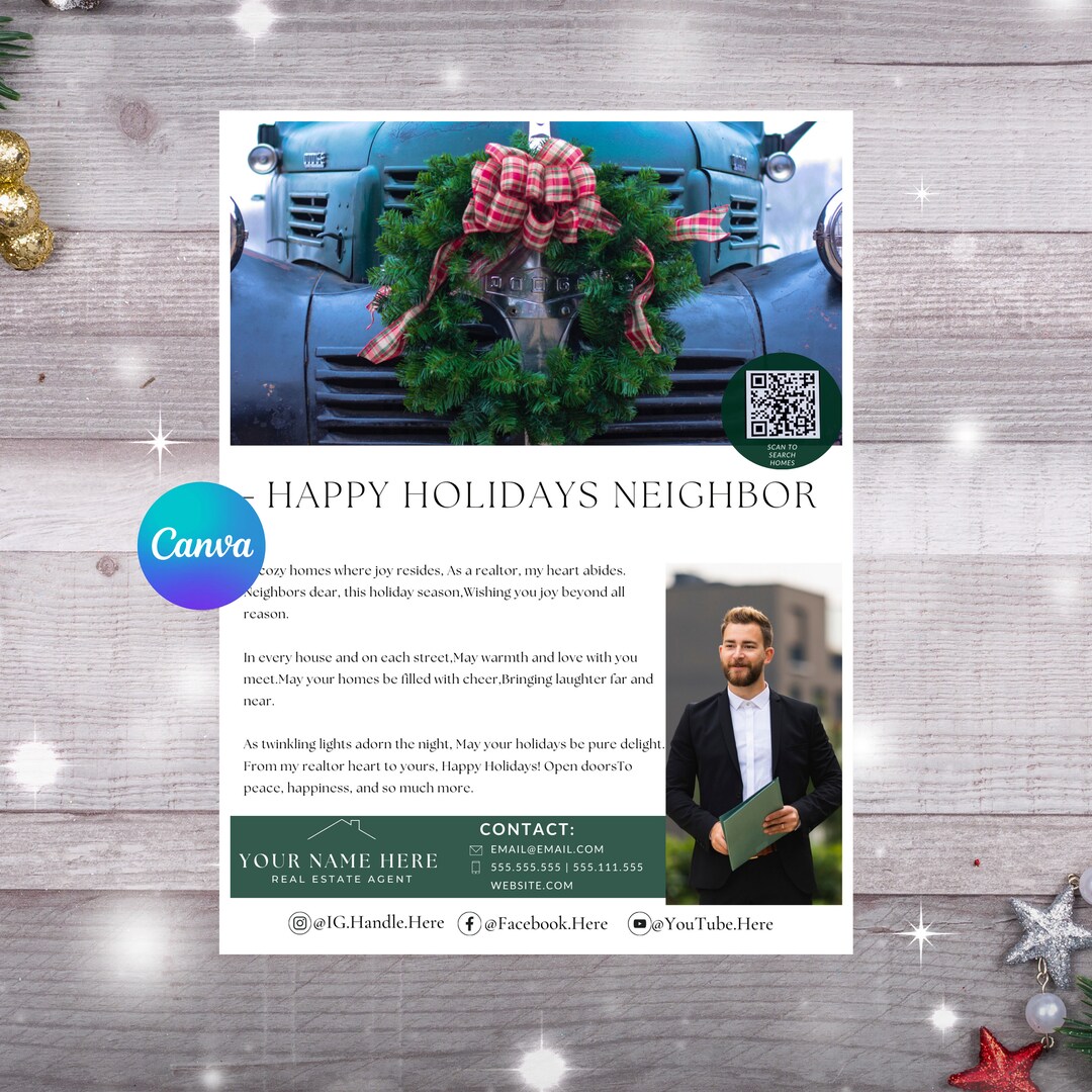Canva Template HOLIDAY Realtor Letter Realtor - Etsy