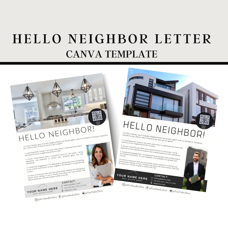 Real Estate Hello Neighbor Letter: Realtor Marketing Canva Template - Etsy