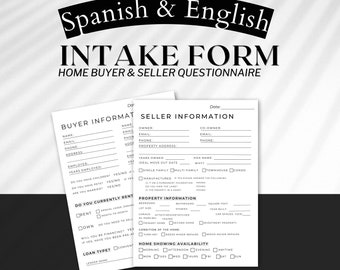 Real Estate Client Intake Form Bundle: Spanish & English (PDF) - Etsy