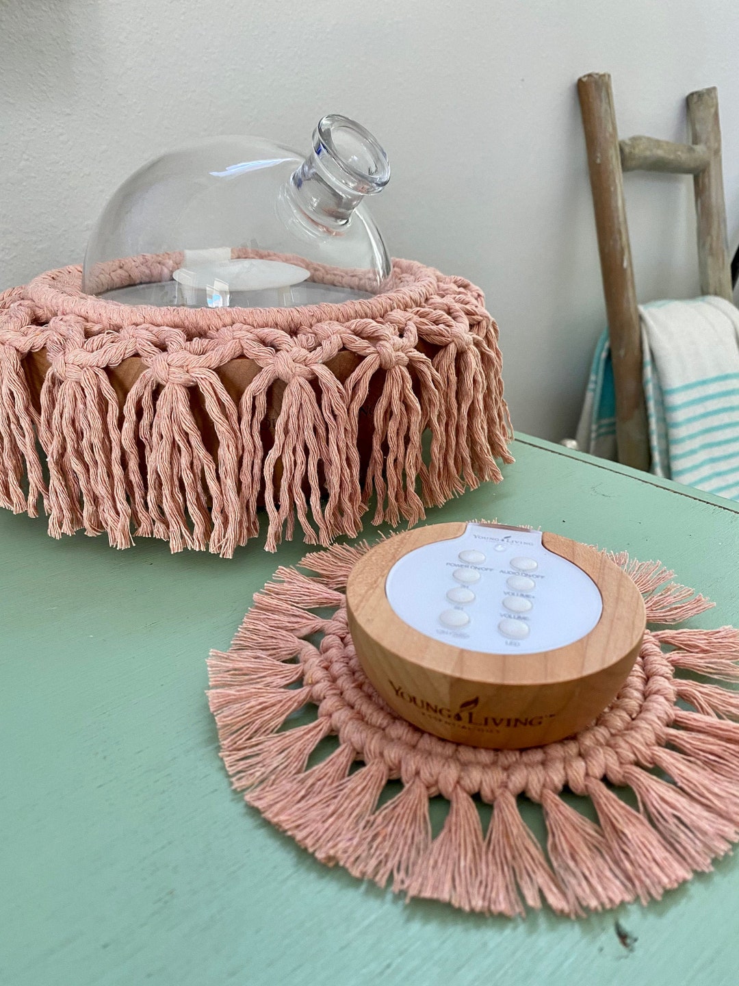 BUNDLE // Blush Aria Macrame Diffuser Cover & Remote Coaster - Etsy