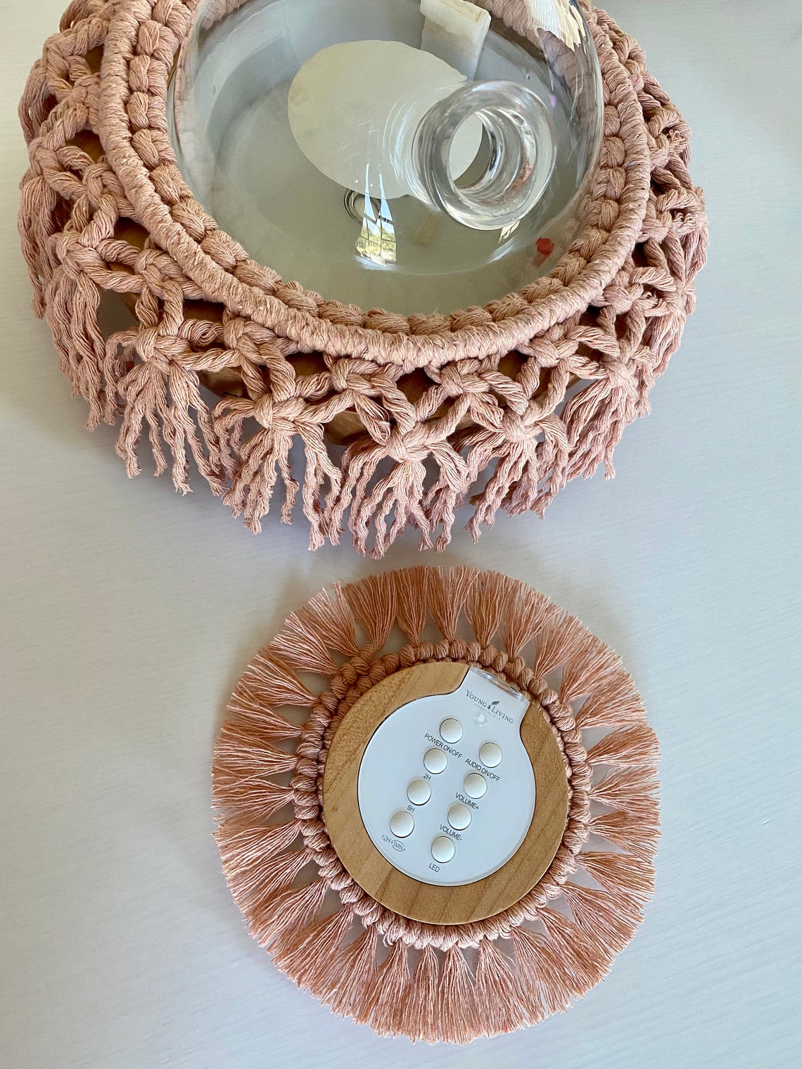 BUNDLE // Blush Aria Macrame Diffuser Cover & Remote Coaster | Etsy