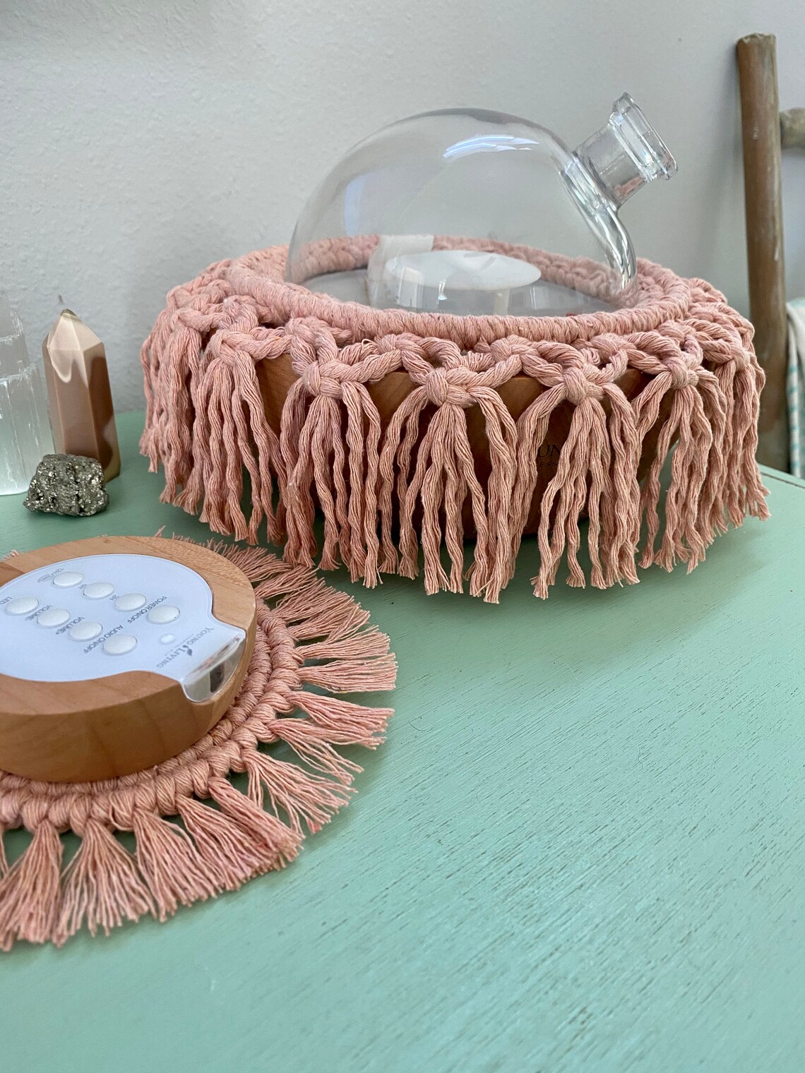 BUNDLE // Blush Aria Macrame Diffuser Cover & Remote Coaster | Etsy