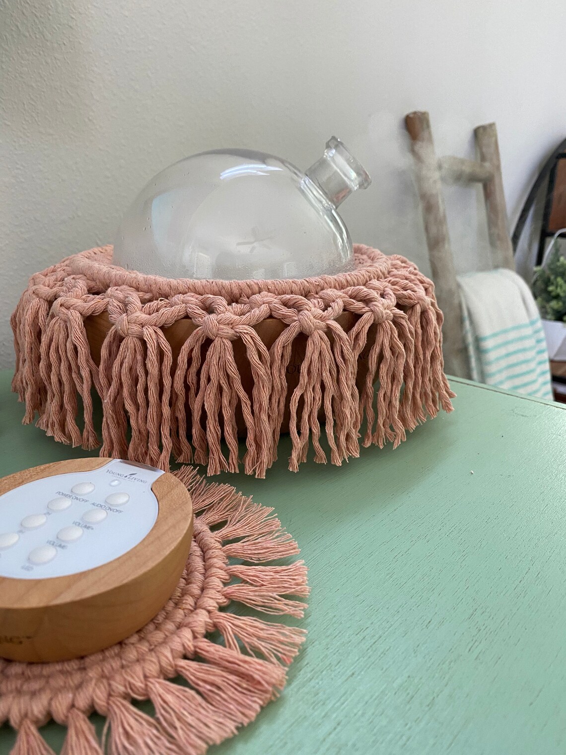 BUNDLE // Blush Aria Macrame Diffuser Cover & Remote Coaster | Etsy