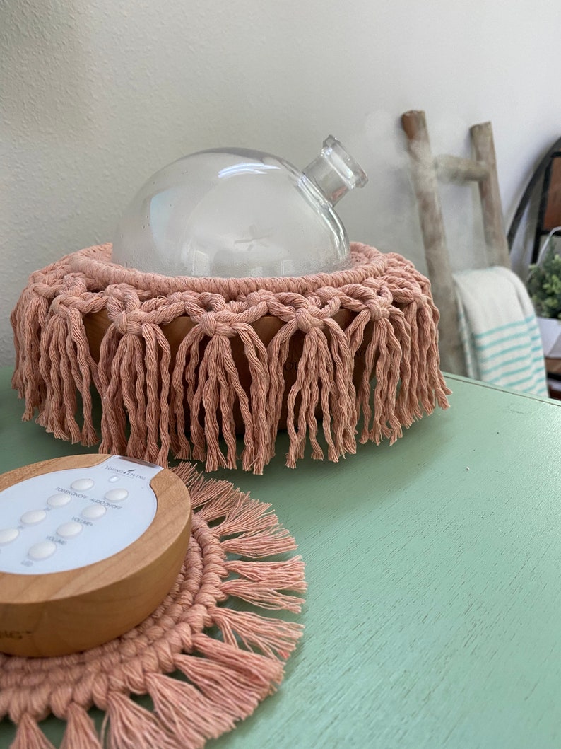 BUNDLE // Blush Aria Macrame Diffuser Cover & Remote Coaster | Etsy